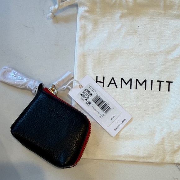 Hammitt | Bags | New Hammitt Syd Pouchblackbrushed Gold Red Zip Leather ...